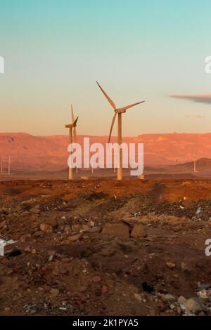 Vertical shot of a windmill in the desert Stock Photo - Alamy