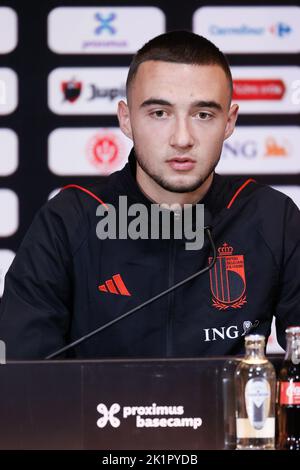 Belgium's Zeno Debast pictured during a press conference of the Belgian ...