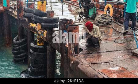 Equipment and parts of a ferry port Stock Photo - Alamy