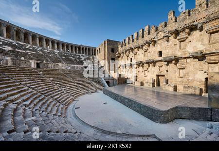 The ancient Roman Theatre of Aspendos, Aspendos Ancient City, Antalya ...