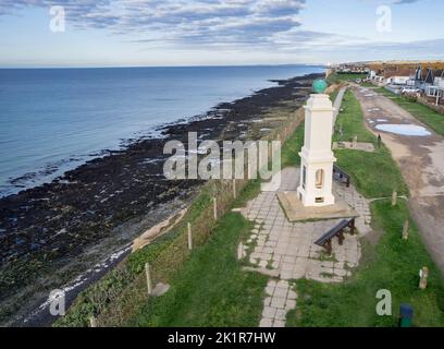 aerial view of the greenwich meridian marker in peacehaven on the east ...