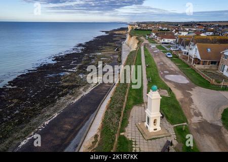 Aerial view of Peacehaven, East Sussex, a small seaside town perched on ...