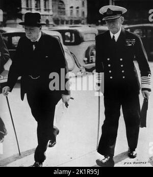 Winston Churchill with 1st Sea Lord Admiral Sir Dudley Pound Stock ...