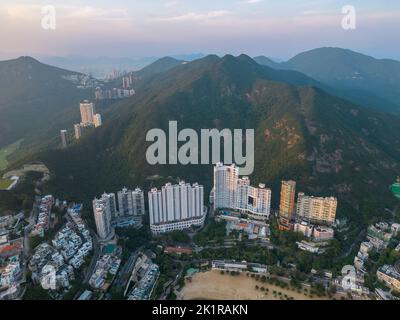 An aerial scenic view of Repulse Bay with modern skyscrapers in Hong ...