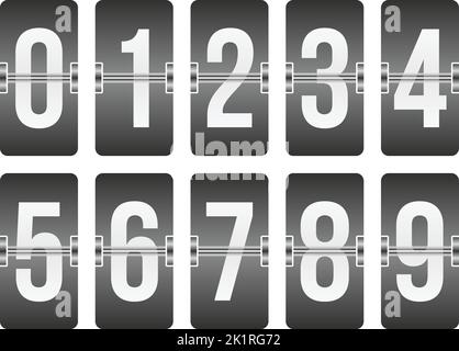Flip flap clock number, calendar day, month, calculator sign. Analog counter, scoreboard panel ...