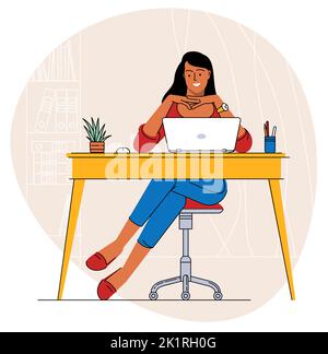 Modern Professional Sitting on Office Chair Profile Silhouette Vector ...
