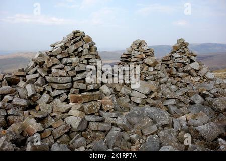 3 Tall Cairns (The Three Men of Gragareth) Piles of Stones above Leck ...