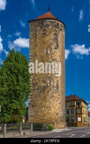 King tower (Königsturm) Fortification of the old city wall, Schwäbisch ...