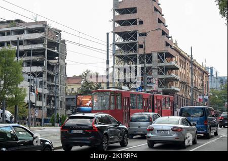 The building of the Serbian defense ministry destroyed in NATO bombing ...