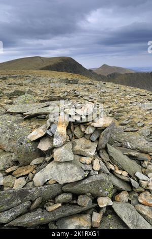 View of the summit of Nethermost Pike fell, Lake District National Park ...