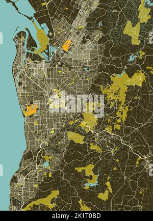 Detailed map of Adelaide city administrative area. Royalty free vector ...