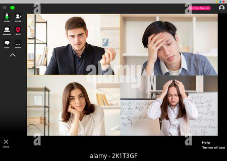 Online Video Conference Webinar Angry People Arguing And Shouting Stock ...