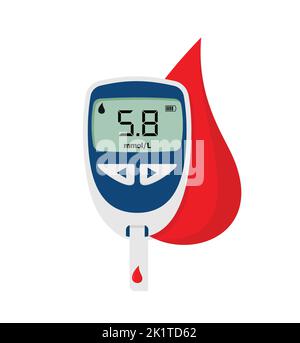 Beautiful vector diabetic icon. Glucometer cartoon sign. Blood glucose ...