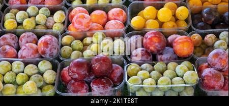 Plums stall in the market of Sanary-sur-mer, France Stock Photo - Alamy