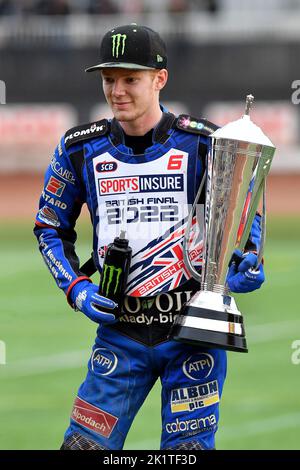 British Champion Dan Bewley celebrates in style after the final of the ...