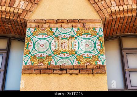 Decorated tiles of the old Slaughterhouse of Tortosa, catalan modernism ...