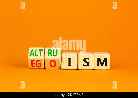 Altruism or egoism symbol. Concept words Egoism and Altruism on wooden ...