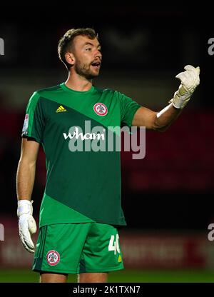 Accrington Stanley goalkeeper Toby Savin during the Papa John's Trophy ...