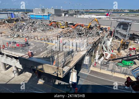 The demolition of the old Terminals C and D is seen from Delta's new $4 ...