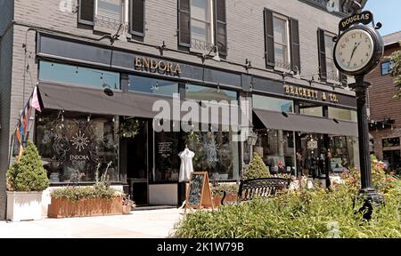 Center Street in Douglas, Michigan, USA with its quaint shops including ...