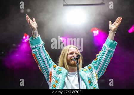 The singer Sam Ryder during his performance at Hatfield House Stock ...