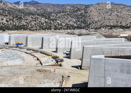 The labyrinth weir at the Isabella Dam Safety Modification Project in ...