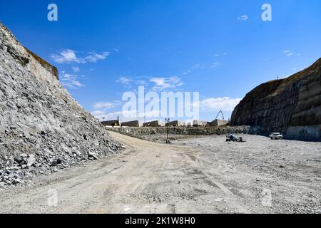 The labyrinth weir at the Isabella Dam Safety Modification Project in ...