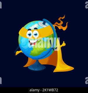 Cartoon globe school supply superhero and defender character. Isolated ...