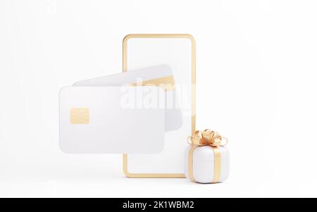 Gift box with bank card, 3d rendering. Computer digital drawing Stock ...