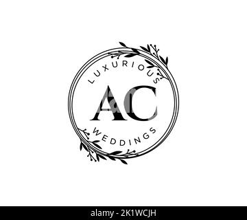 AC Initials letter Wedding monogram logos template, hand drawn modern ...
