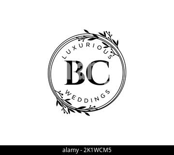 BC Initials letter Wedding monogram logos template, hand drawn modern ...