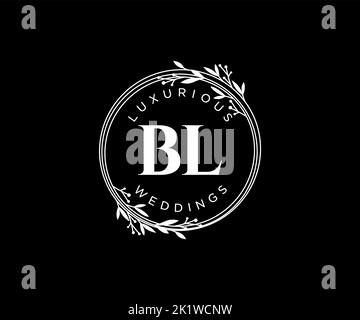 BL Initials letter Wedding monogram logos collection, hand drawn modern ...