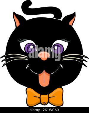 halloween black cat head character vector illustration design Stock ...