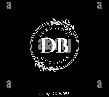 DB Initials letter Wedding monogram logos template, hand drawn modern ...