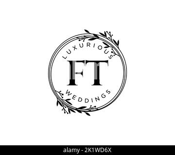 FT Initials letter Wedding monogram logos template, hand drawn modern ...