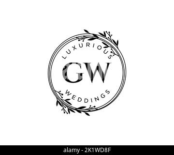 GW Initials letter Wedding monogram logos collection, hand drawn modern ...