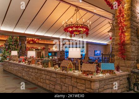 Christmas decor at Jasper Park Lodge, Jasper National Park, Alberta ...
