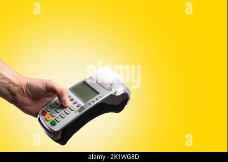 New modern payment terminal isolated on white Stock Photo - Alamy