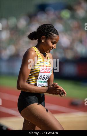 Mikaelle Assani participating in the long jump of the European ...