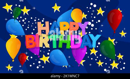 Happy Birthday. Word written with Children's font in cartoon style ...