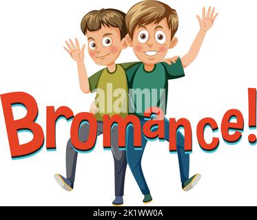 Cute cartoon character with bromance icon illustration Stock Vector ...