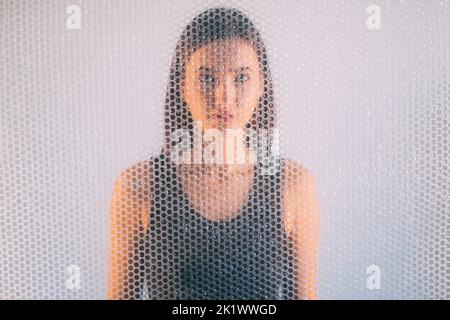 Female discrimination. Defocused portrait. Social pressure. Vulnerable ...