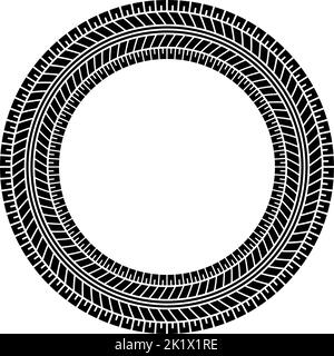 Auto tire tread circle frame. Car and motorcycle tire pattern, wheel tyre tread track print ...