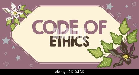 Hand writing sign Code Of Ethics. Concept meaning Moral Rules Ethical ...