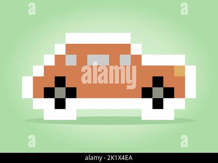 classic 8 bit car pixel art. Vector illustration of a car cross stitch ...