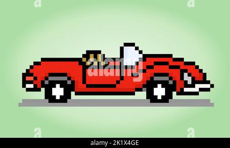 classic 8 bit car pixel art. Vector illustration of a car cross stitch ...