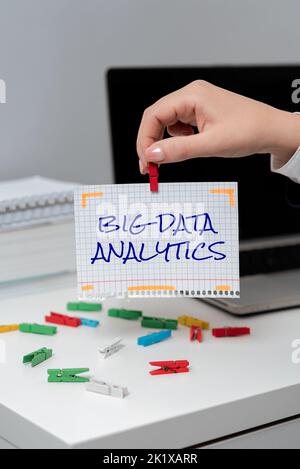 Hand writing sign Big Data. Business concept sets that so complex that ...