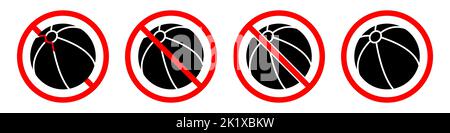 Volleyball ban sign. Volleyball is forbidden. Set of red prohibition ...