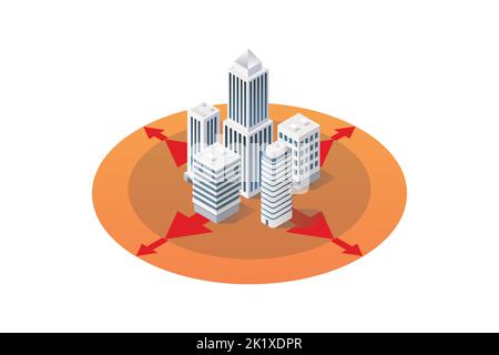 Isometric of cityscape urbanization concept. Expanded of city. vector illustration Stock Vector ...