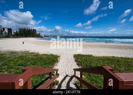 A beautiful view of Snapper Rocks with bright orange sunset Stock Photo ...